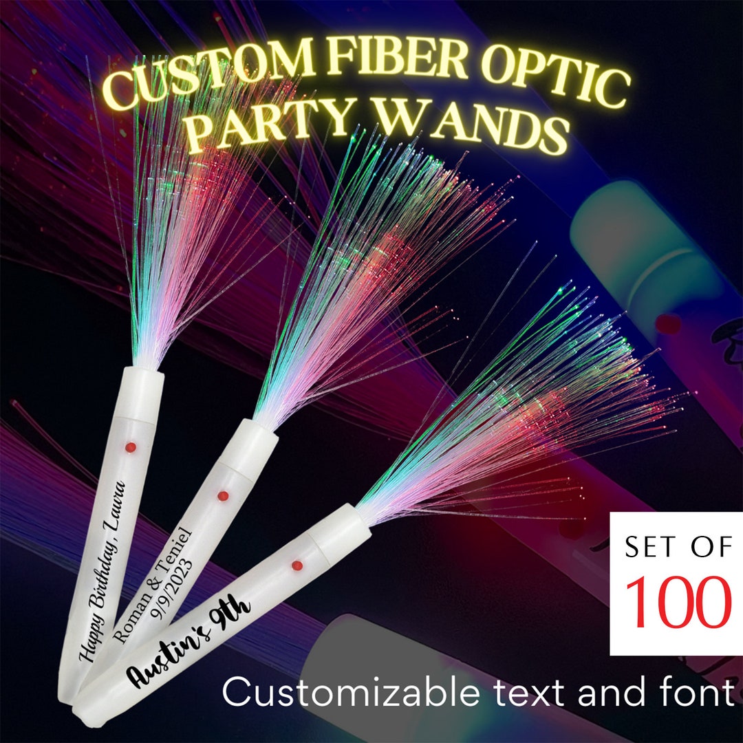 Custom Fiber Optic Wands Personalized Glow Sticks Pack of 100 Favor for ...