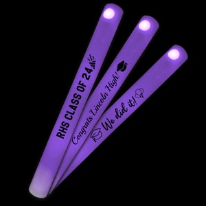 Graduation Party LED Foam Glow Sticks 100 Pack Purple 16 Inch Light ...