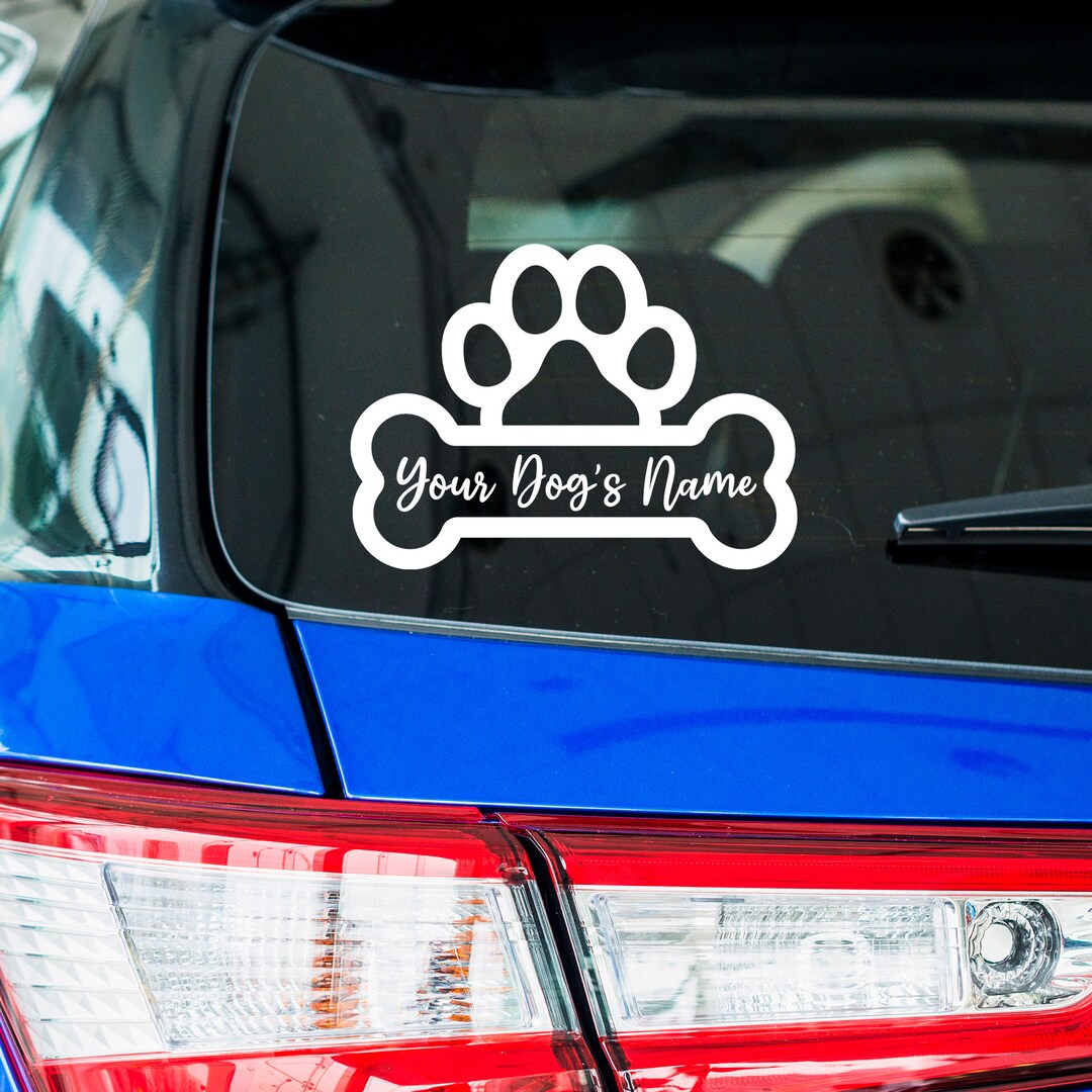 Dog Bone Your Dog's Name Vinyl Sticker, Stickers for Cars, Laptops ...