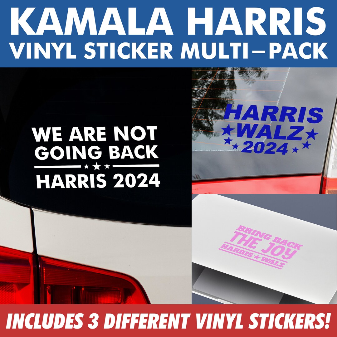 Kamala Harris 2024 Vinyl Stickers Multi-pack, USA Democrat Presidential ...