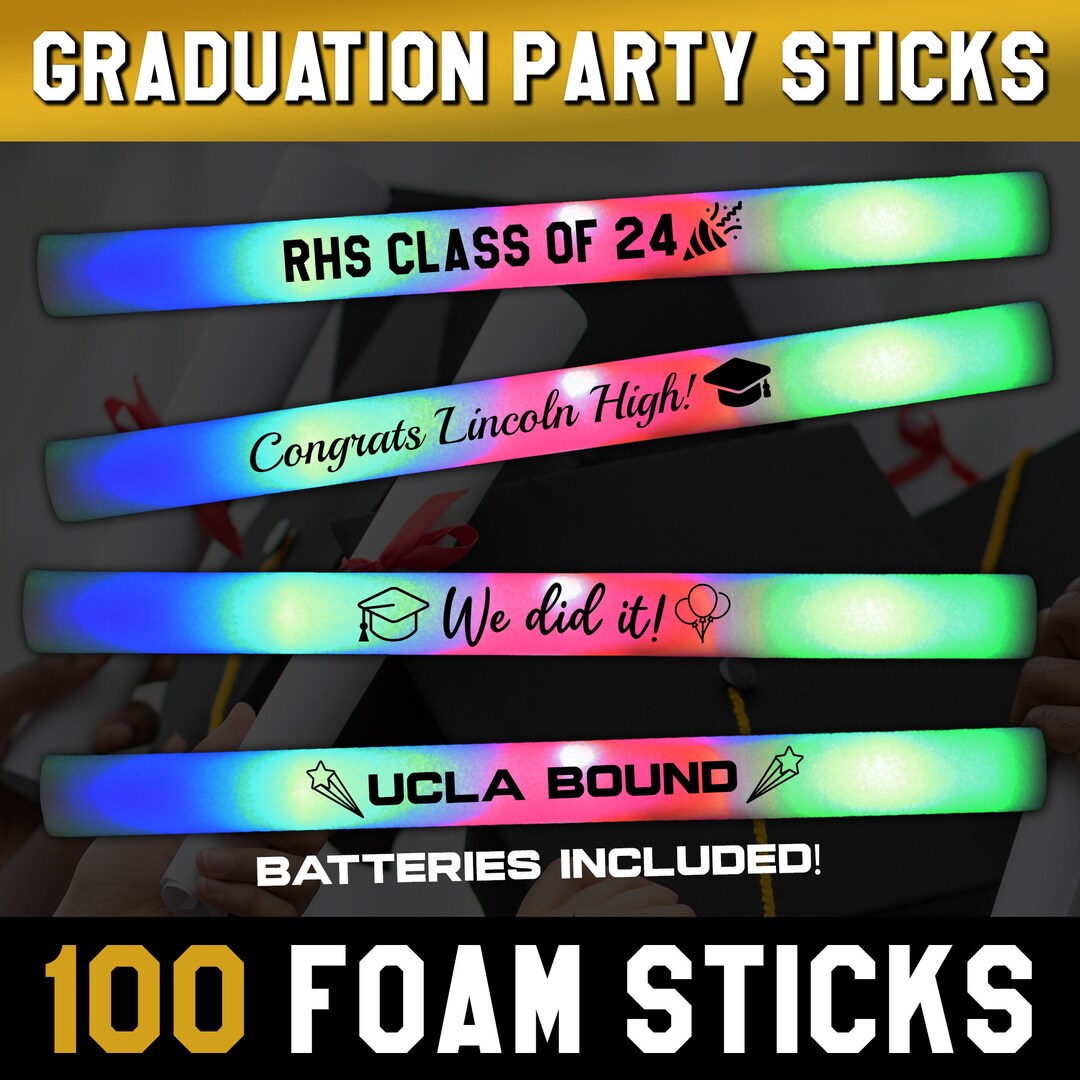 Graduation Party LED Foam Glow Sticks 100 Pack Multi Color 16 Inch ...