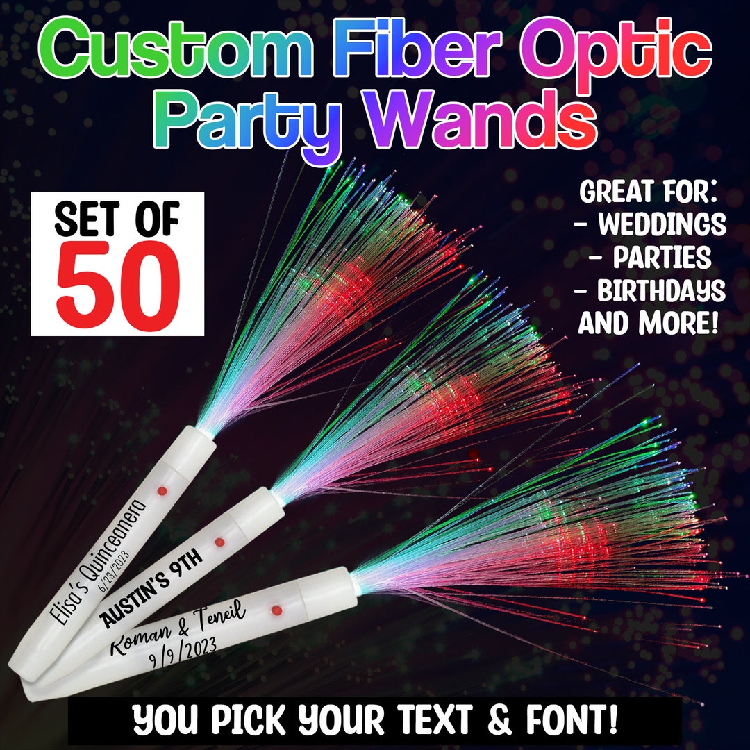 Customized Fiber Optic Wands Glow Sticks Pack of 50 Party Favor for ...