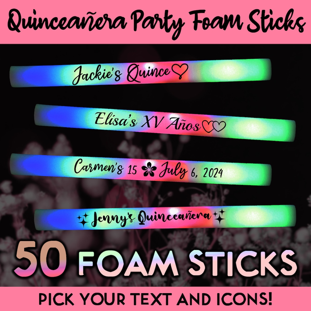 Quinceanera LED Party Foam Glow Sticks 50 Pack Multi-color 16 Inch ...
