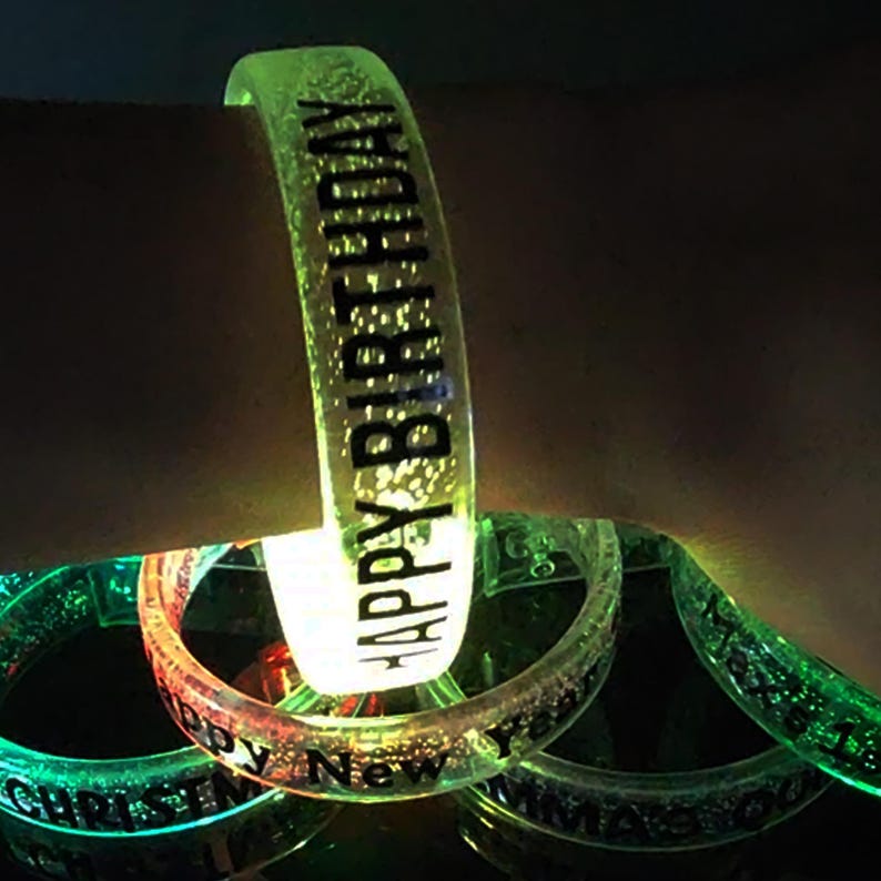 12 Custom Multicolor Quinceanera LED Light up Bracelets, Personalized ...