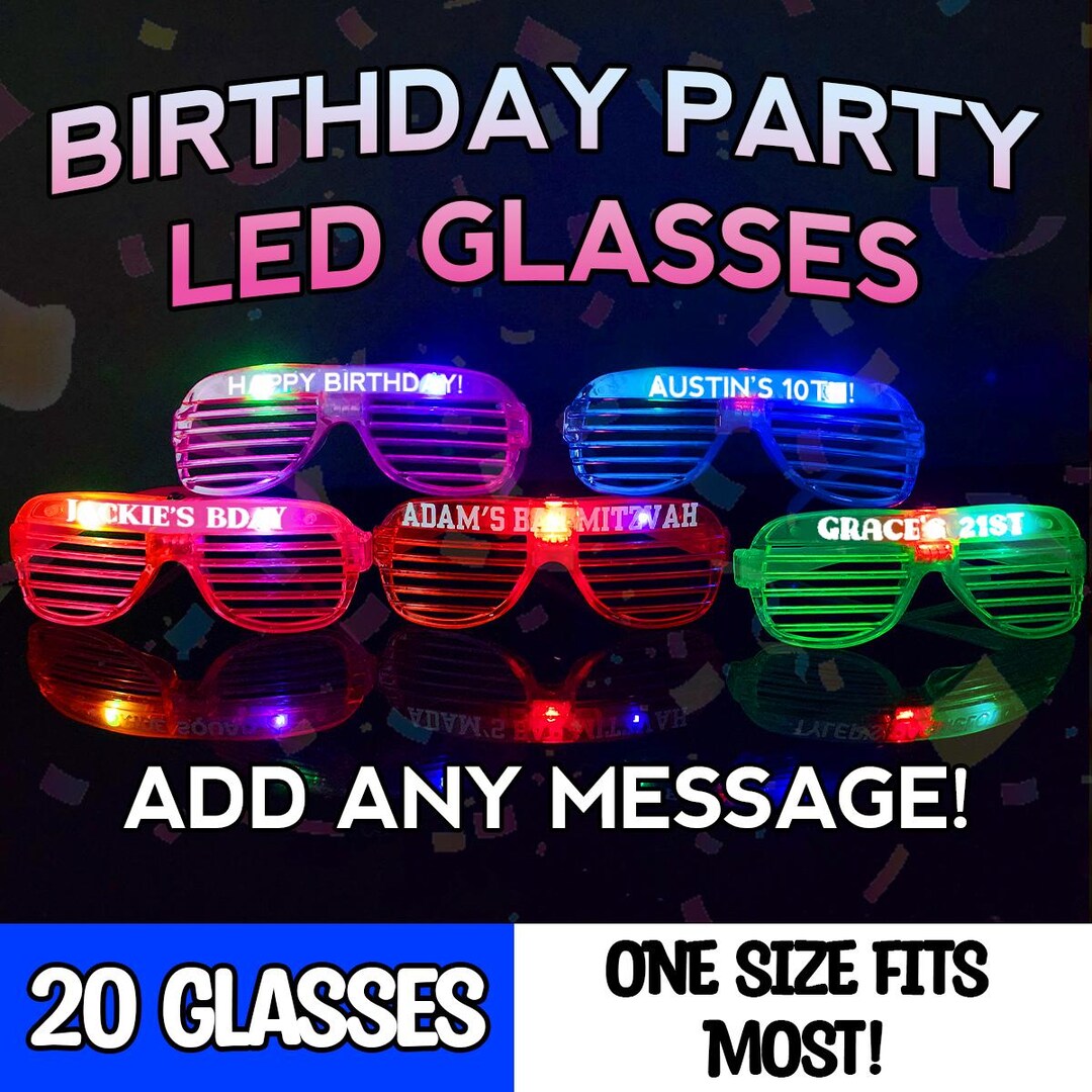 Personalized Birthday Light up Glasses, 20 Pcs Assorted Party Glow ...