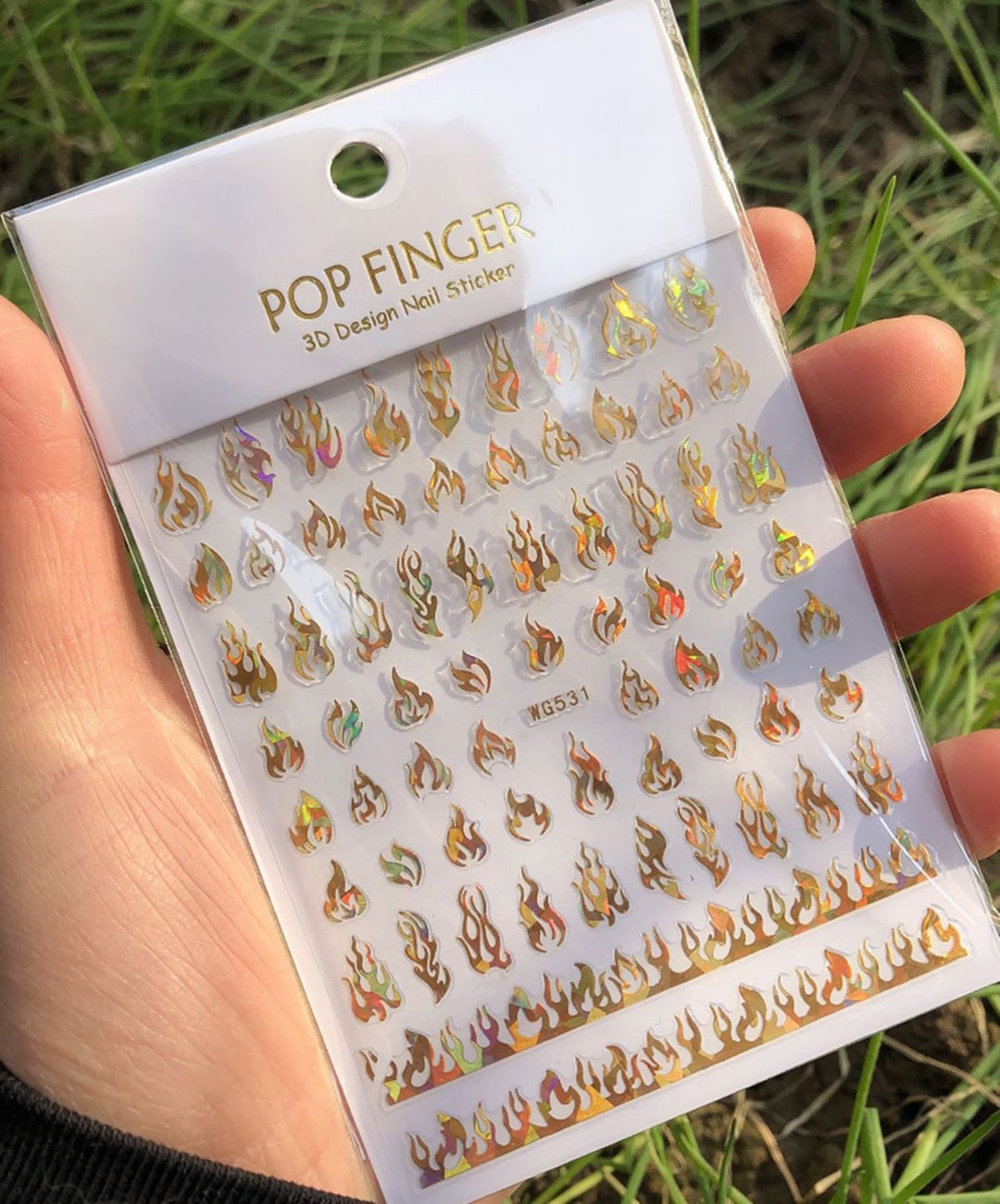 Nail Art Stickers DIY Gold Flames Gold Fire Flame Sticker Nail Decal ...