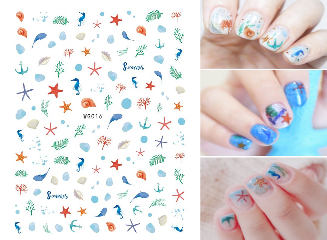 Nail Art Stickers DIY Seashells Sea Ocean Anchor Nail Decal Shiny Small ...