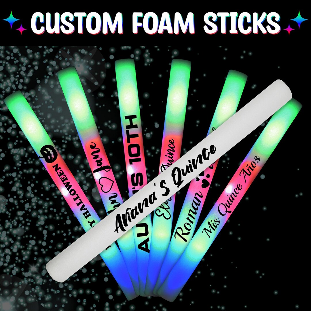 LED Party Foam Glow Sticks 16 Inch Light Batons Pick Your Color With 3 ...