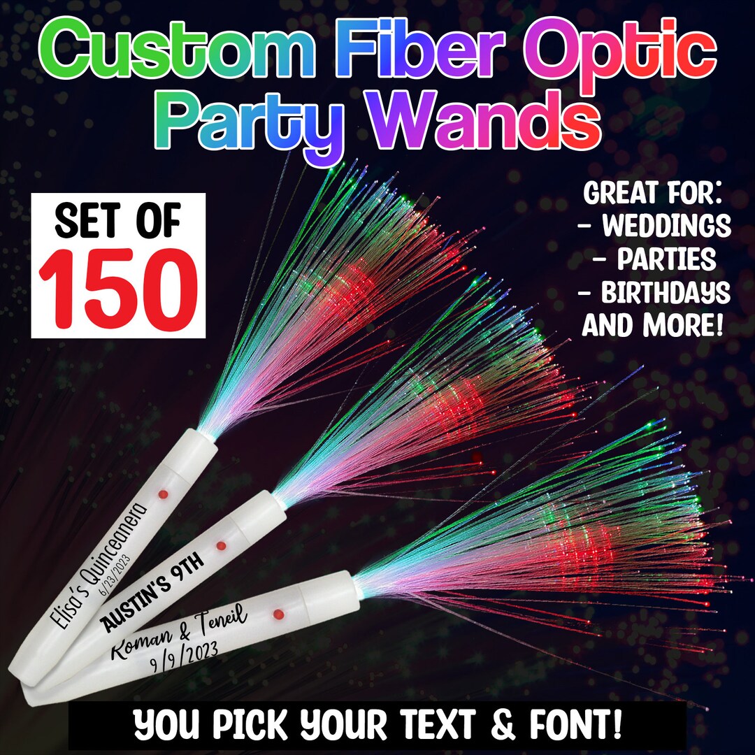 Customized Fiber Optic Wands Glow Sticks Pack of 150 Party Favor for ...