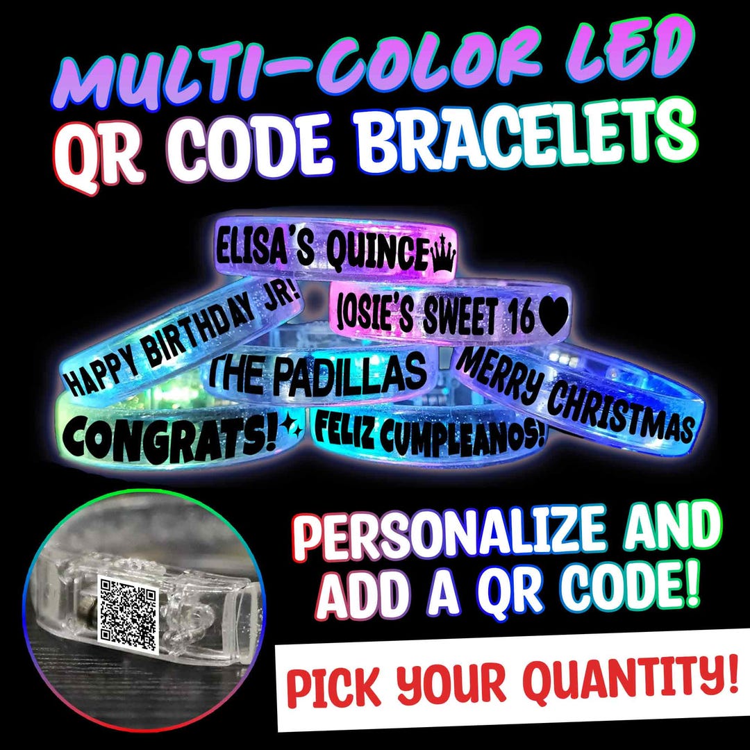 Personalized QR Code Light up Bracelets, Assorted Glow Party Bracelet ...