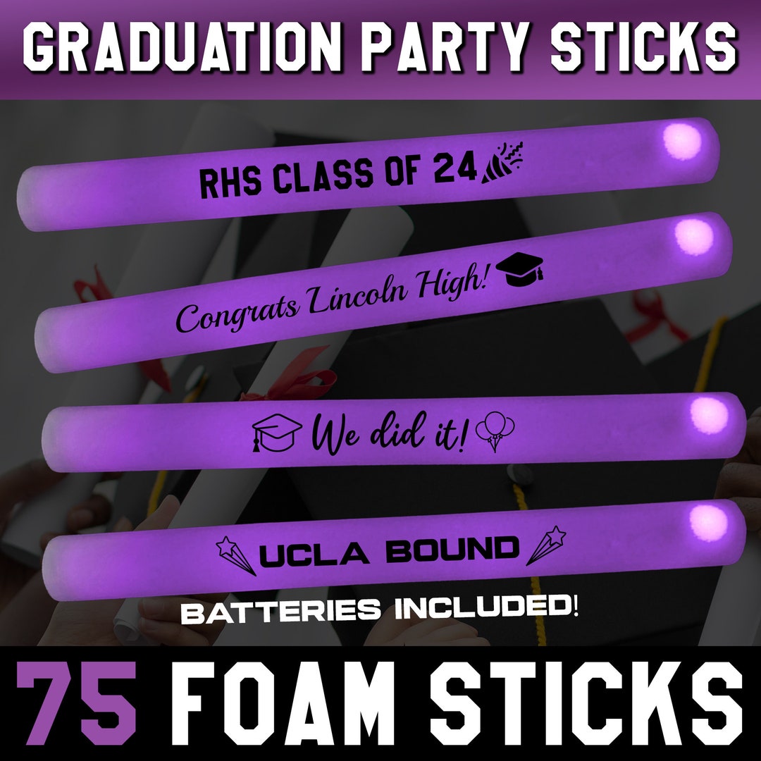 Graduation Party LED Foam Glow Sticks 75 Pack Purple 16 Inch Light ...