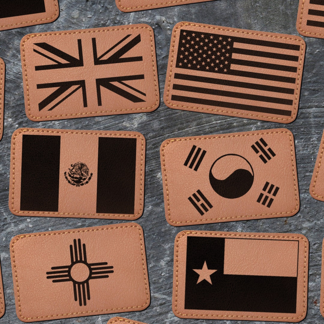 Iron on Leather Flag Country State Flag Leatherette DIY for Shirts ...