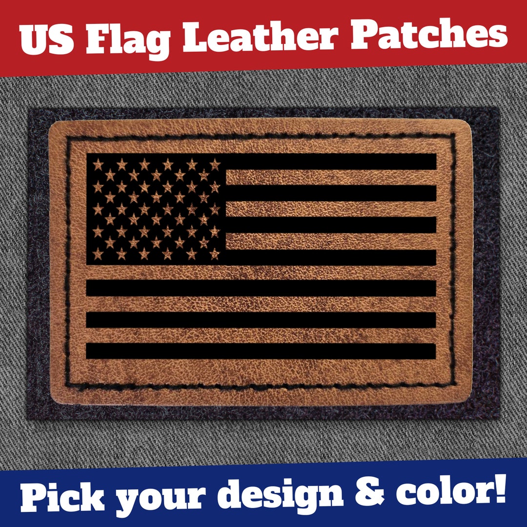 US Flag Leather Patches Personalized Custom Design, Removable Hook Back ...