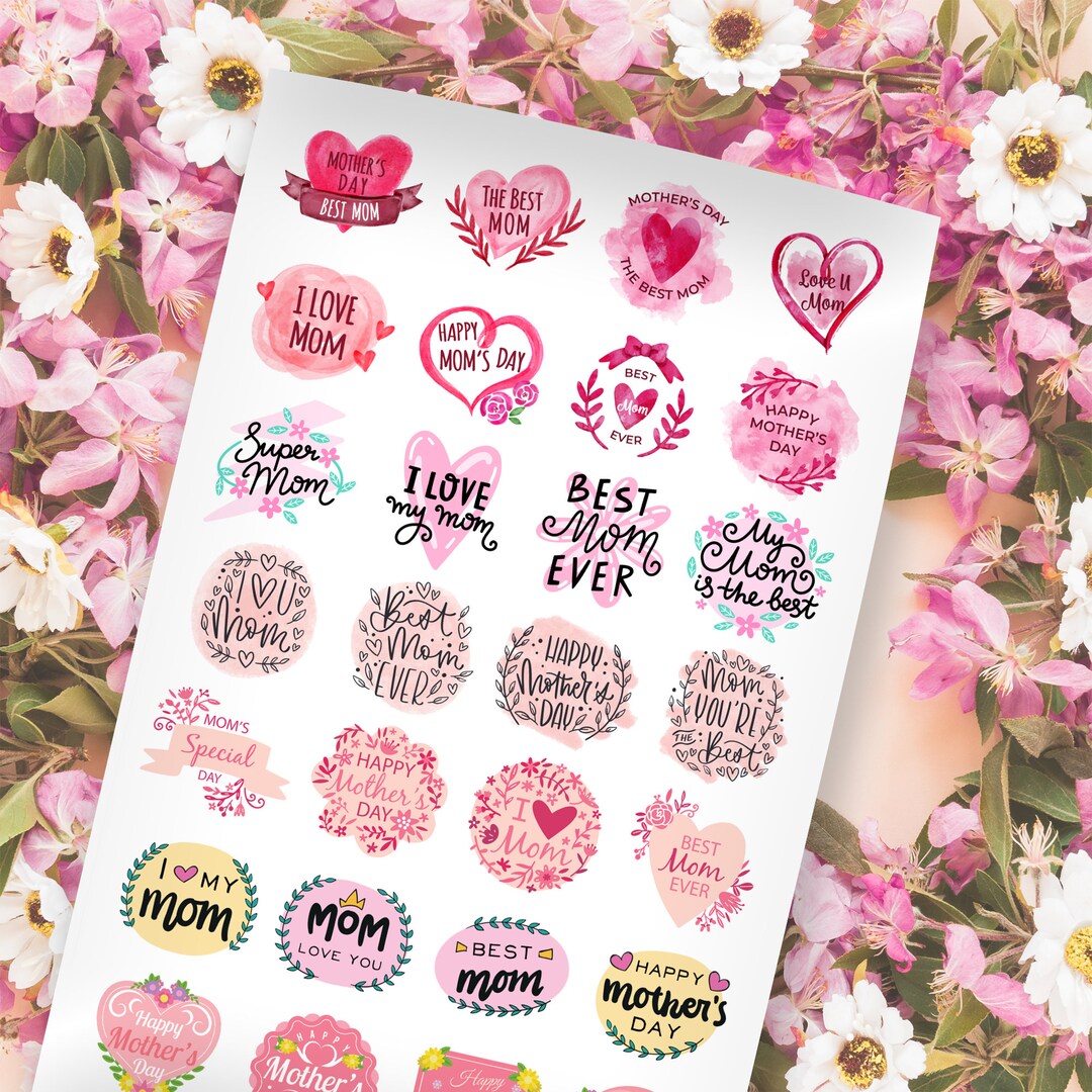 Happy Mother's Day Stickers Set, Mom's Day Decal Sheet, Set of 28 ...