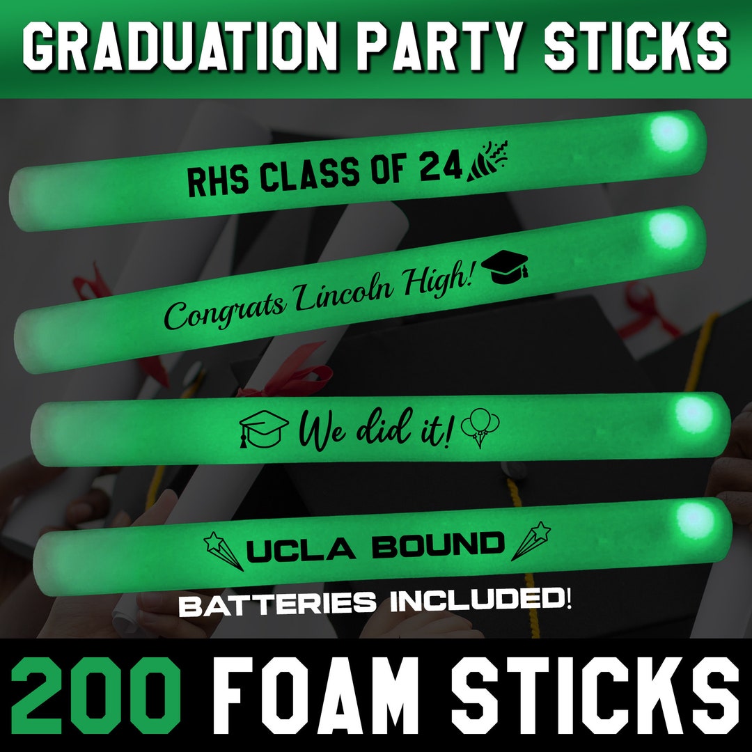 Graduation Party LED Foam Glow Sticks, Green Light Batons (200 Pack) - Etsy