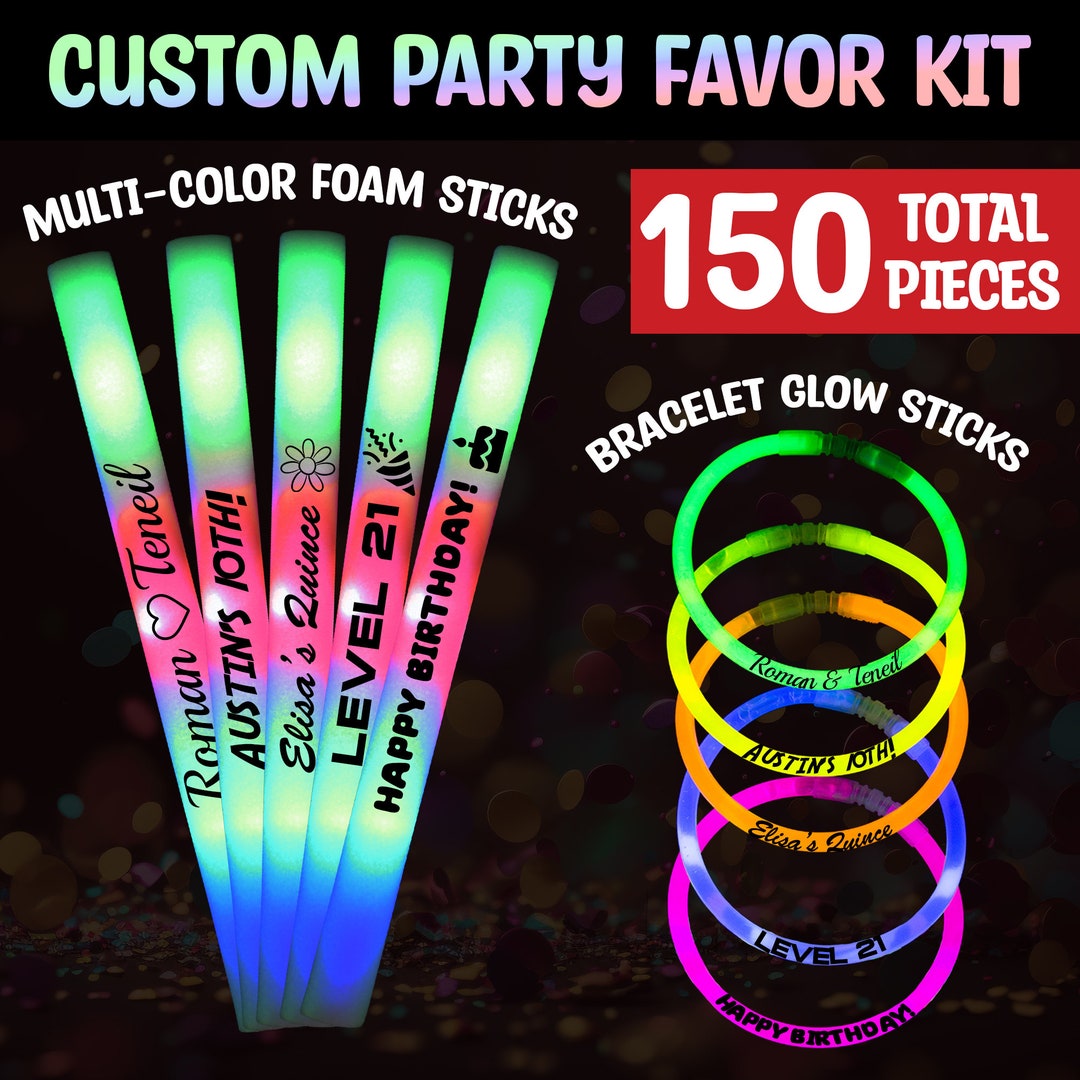 LED Foam Sticks & Glow Bracelet Party Pack, Multi-color Light Batons ...