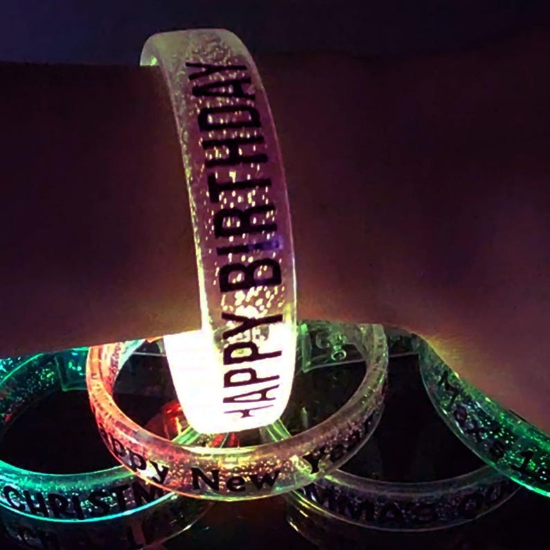 24 Personalized Pink LED Bracelets, Multicolor Flashing Custom Light up ...