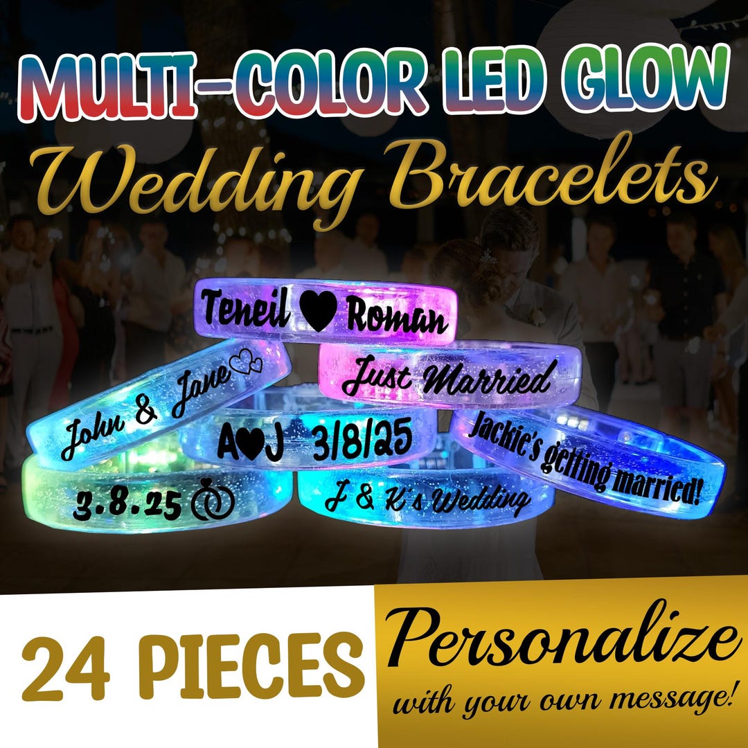 Personalized Wedding Light up Bracelets, 24 Pcs Multi Color Bracelets ...