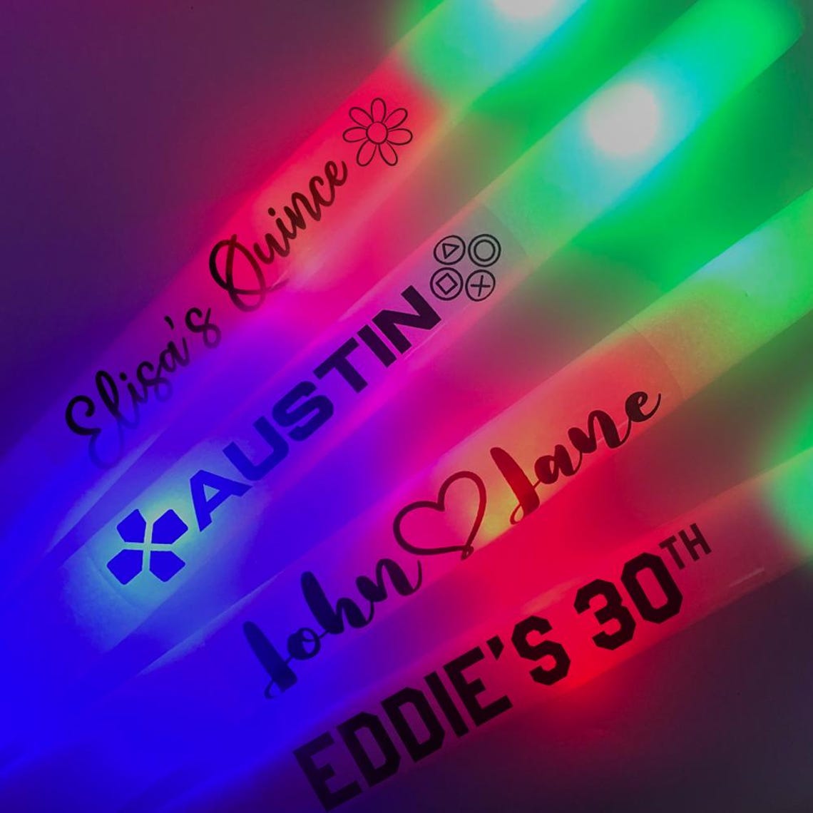 Personalized LED Glow Stick & Bracelet Set, Wedding Favors - Etsy