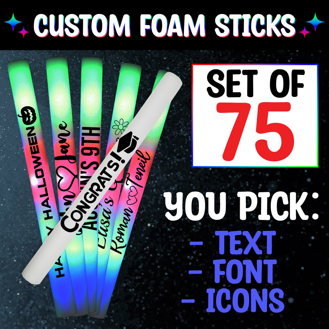 LED Party Foam Glow Sticks 75 Pack Multi-color 16 Inch Light Batons ...