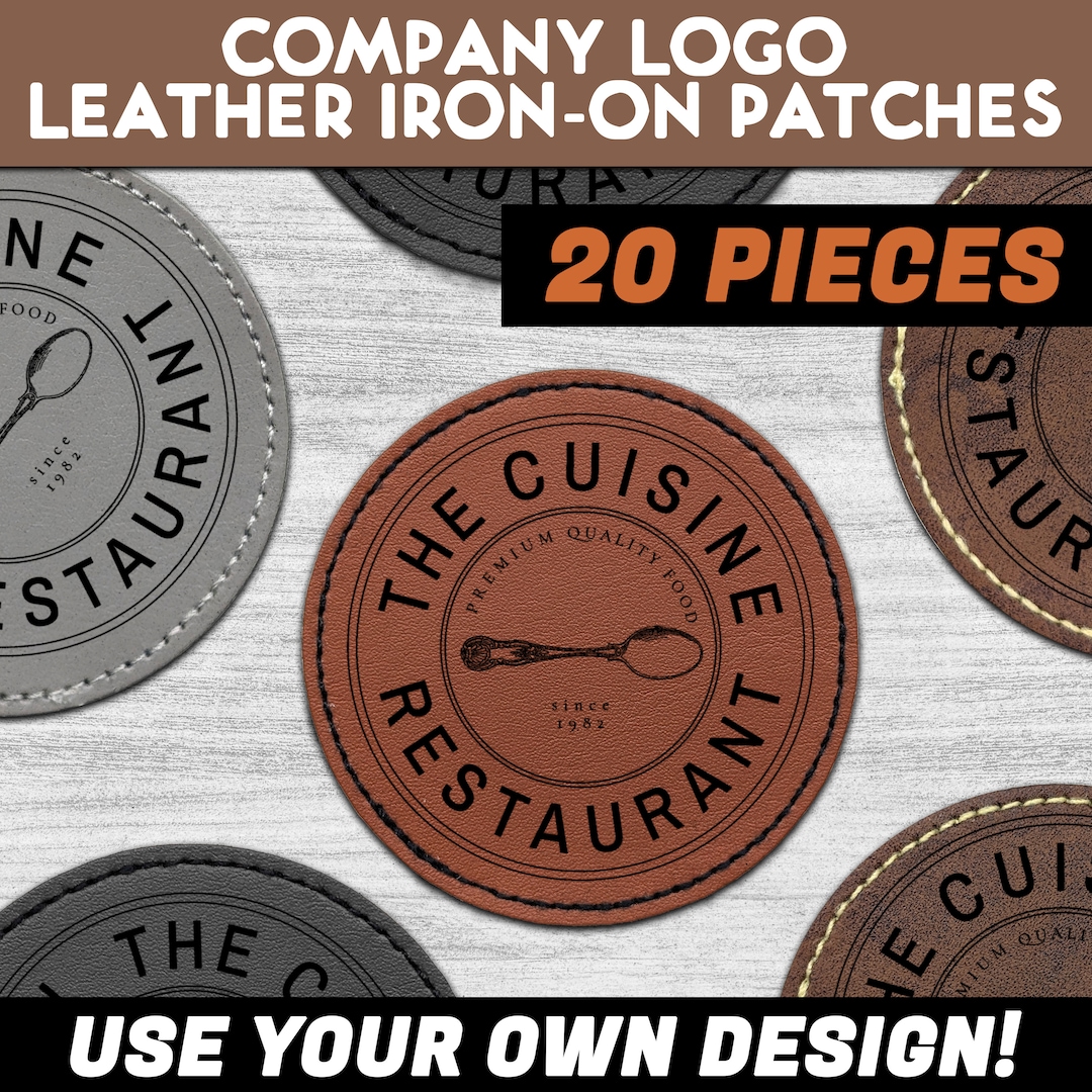 Iron on Custom Engraved Logo Round Leather Patch 20 Pieces Personalized ...