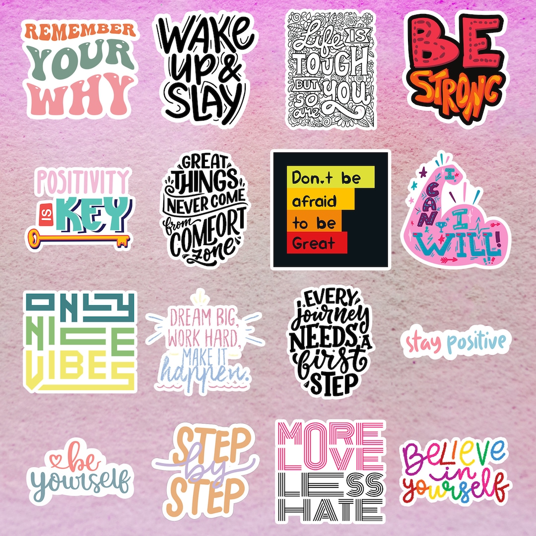 Self Love Sticker Set, Self Care Sticker Pack, Set of 16 Motivational ...