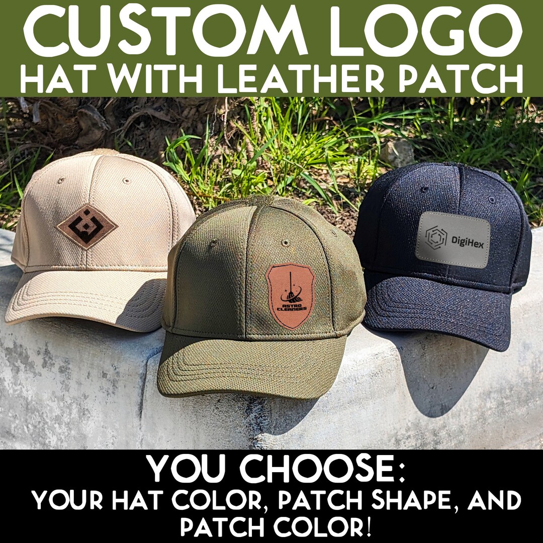 Custom Logo Hat Leather Patch Personalized Custom Design, Fitted Ball ...