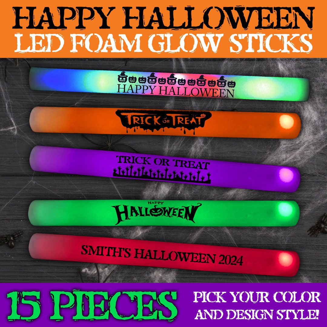Halloween Party LED Foam Glow Sticks 15 Pack 16 Inch Light Batons With ...