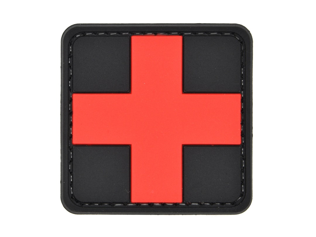 Medic Cross First Aid Morale PVC Patch Removable Badge Black/red - Etsy