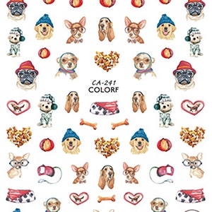 Nail Art Stickers DIY Dog Sticker Dog Bone Shiny Puppy Nail Decal Small ...
