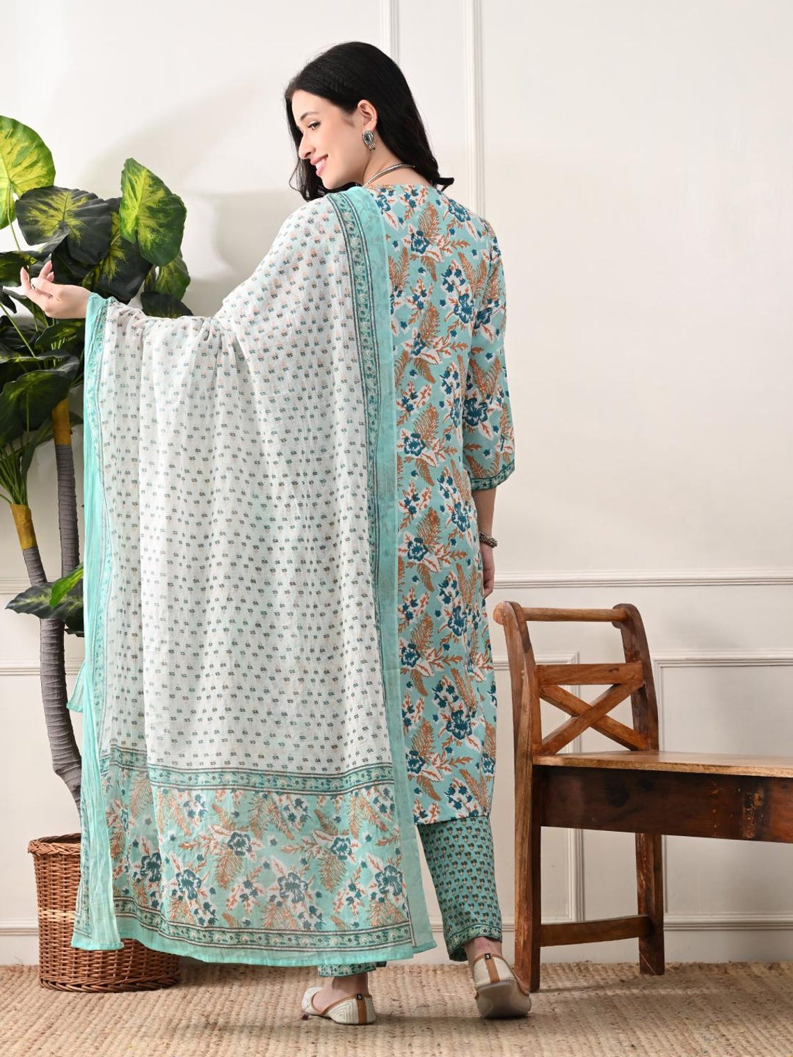 Hand Block Print Kurta Set: Indian Cotton Salwar Kameez With Dupatta - Etsy