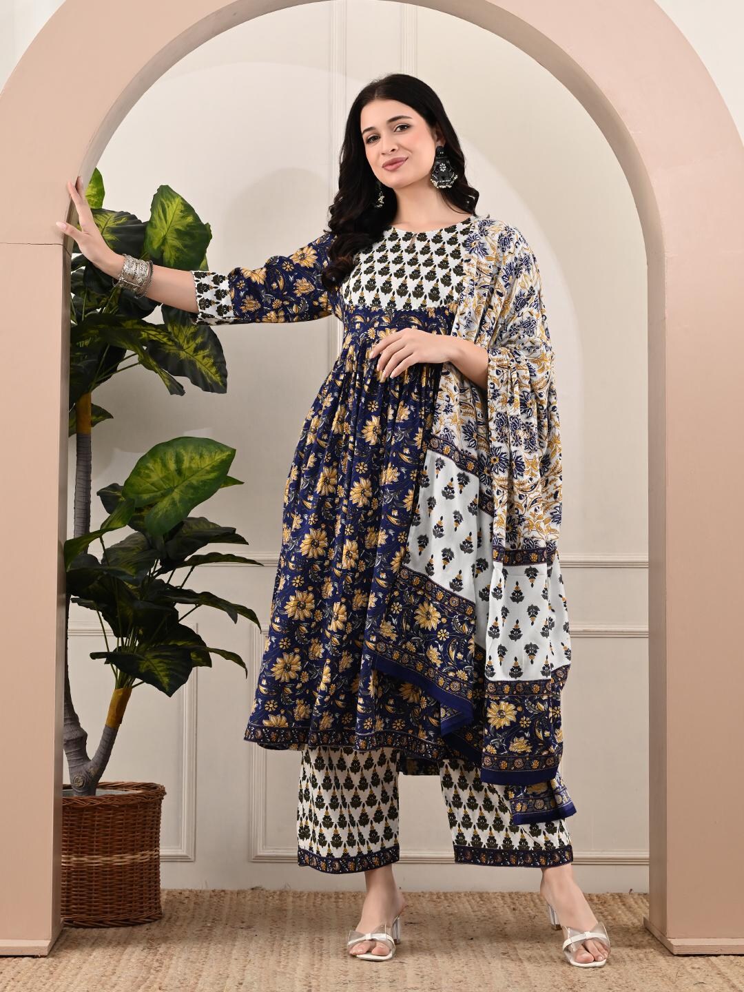 Hand Block Print Kurta Set With Dupatta /stole Indian Salwar Kameez ...