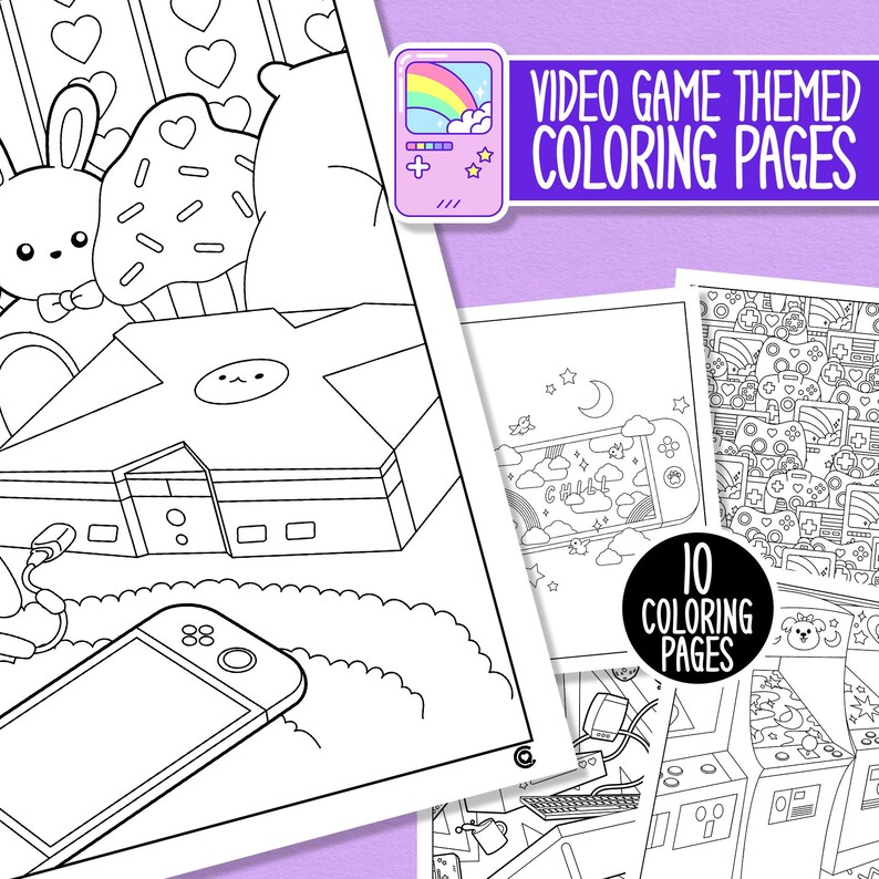 Pixel Playground Video Game Themed Coloring Pages digital Download - Etsy