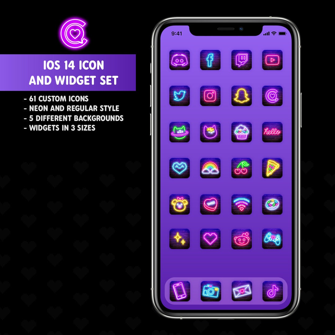 Ios 14 Neon Icon & Widget Pack digital Download - Etsy UK