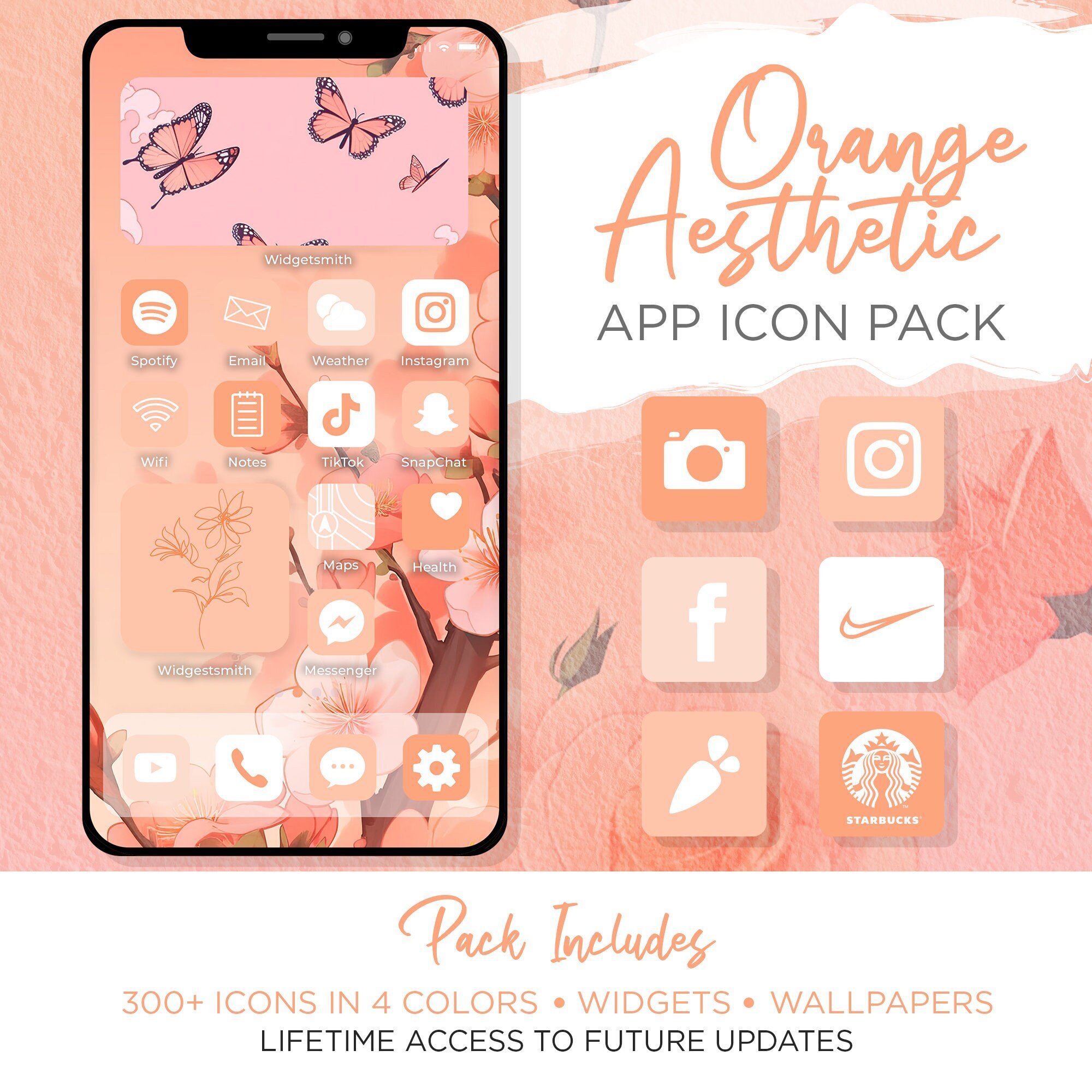 Orange Aesthetic iPhone Icon Set Includes 1000 Icons With Bonus ...