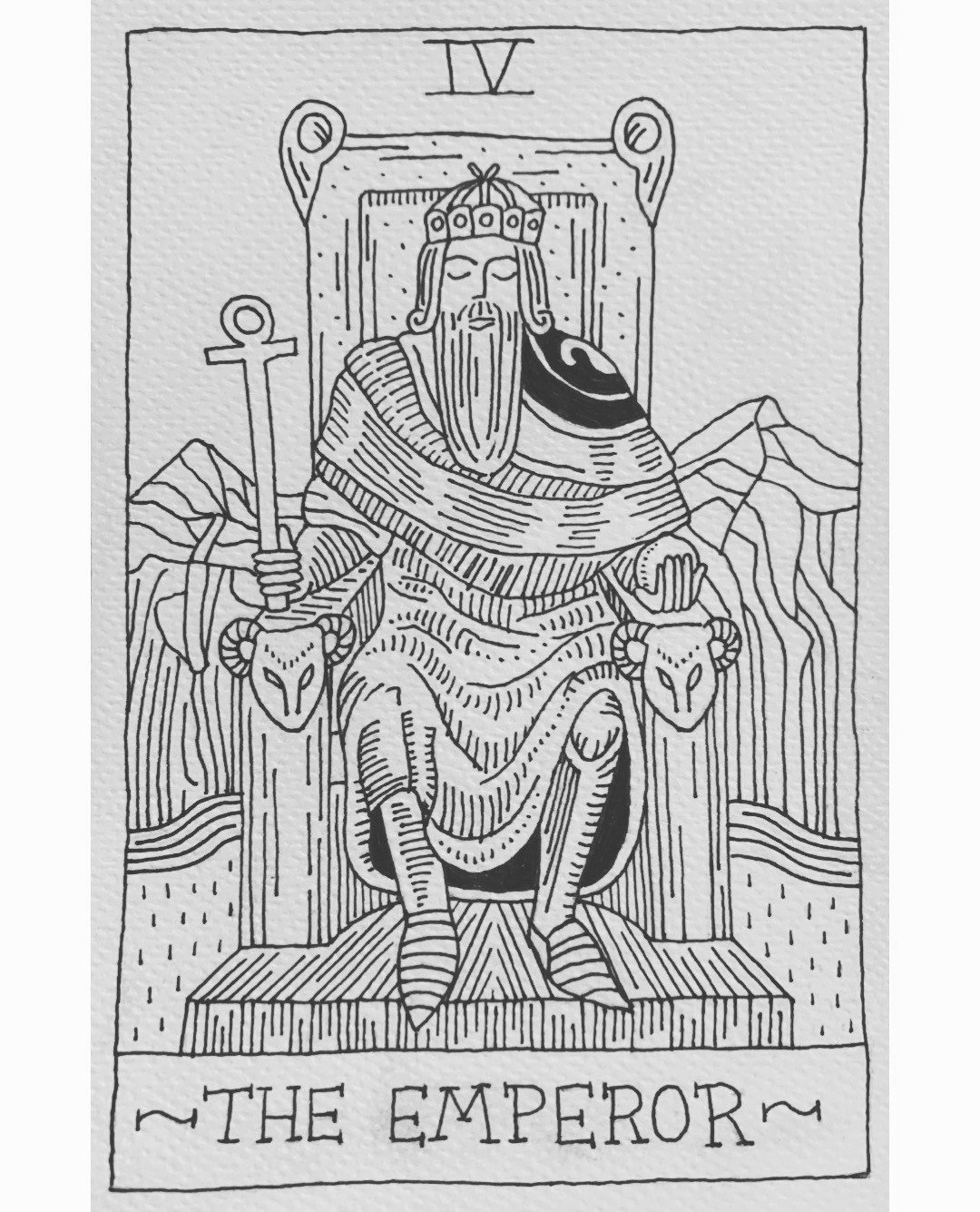 The Emperor Tarot Hand-drawn Postcard size | Etsy