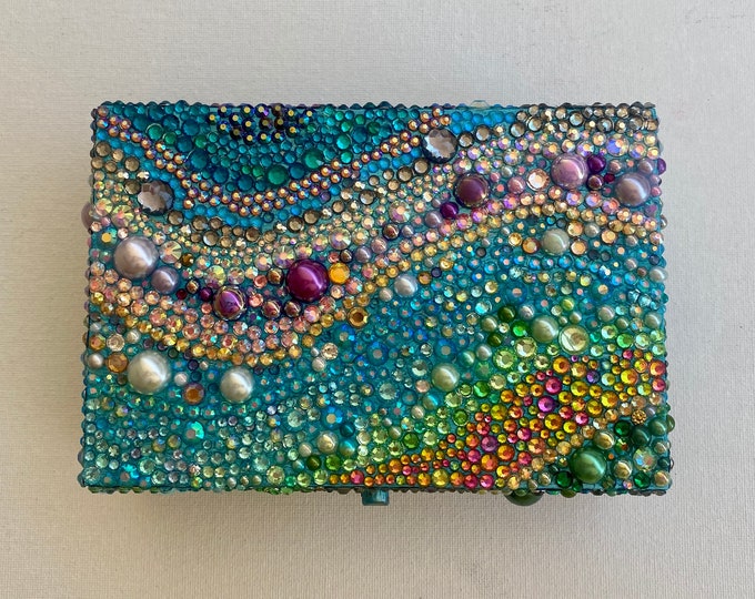 Mermaid Sands Mosaic Box / 6" X 4" X 2" Rhinestones and Faux Pearls ...