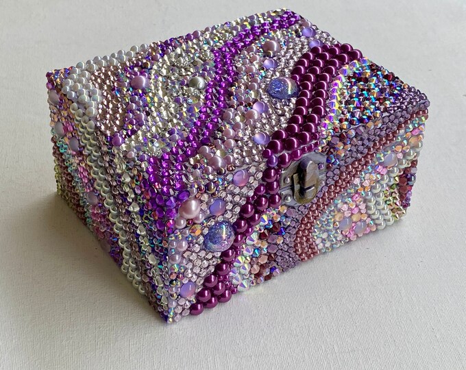 Purple Rhinestone Mosaic Jewelry Box: Mirrored Bedazzled Wood Box - Etsy