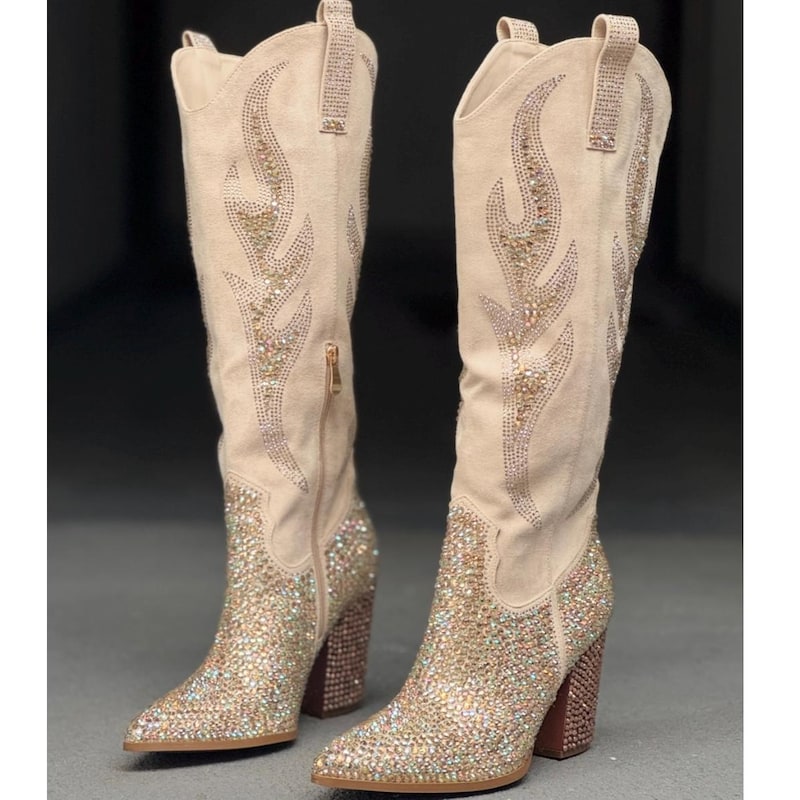 Rhinestone Boots - Etsy