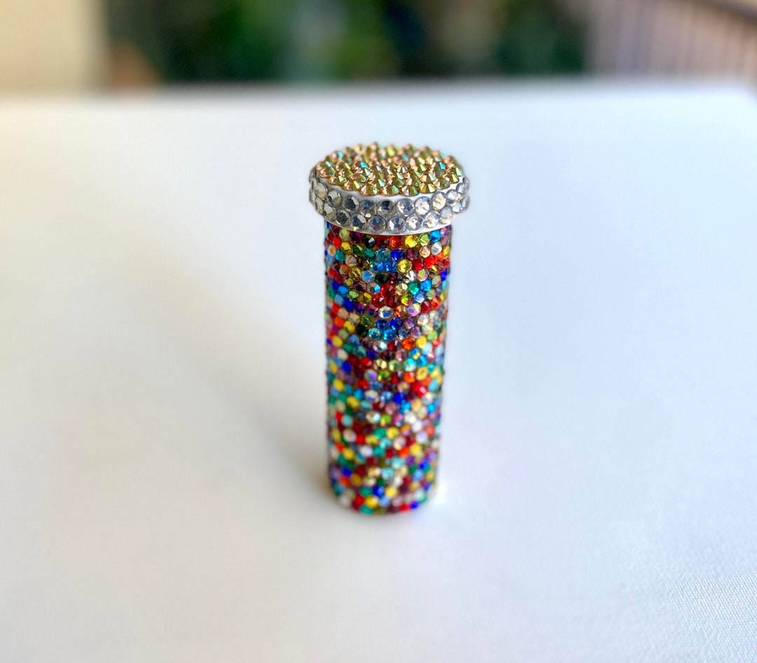 Bedazzled Pill Jar: Rainbow Rhinestone Stash Box - Etsy