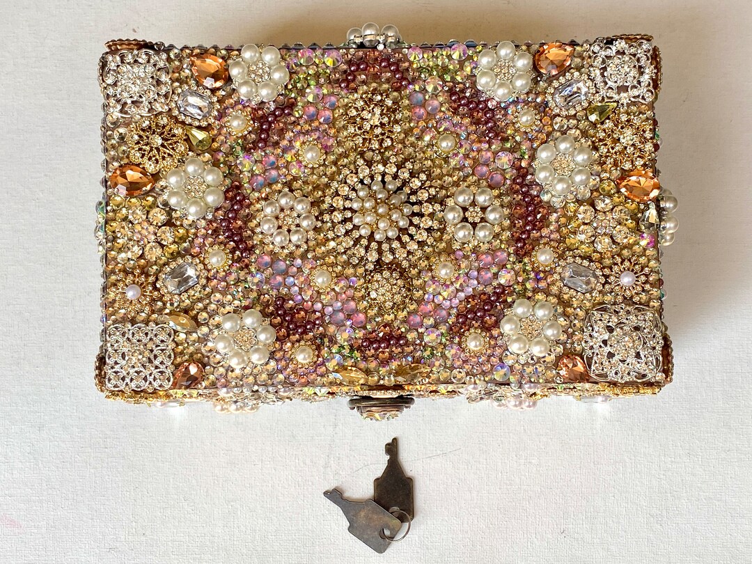 Bejeweled Mosaic Lock Box / Large Bedazzled Wood Box / Ultimate ...