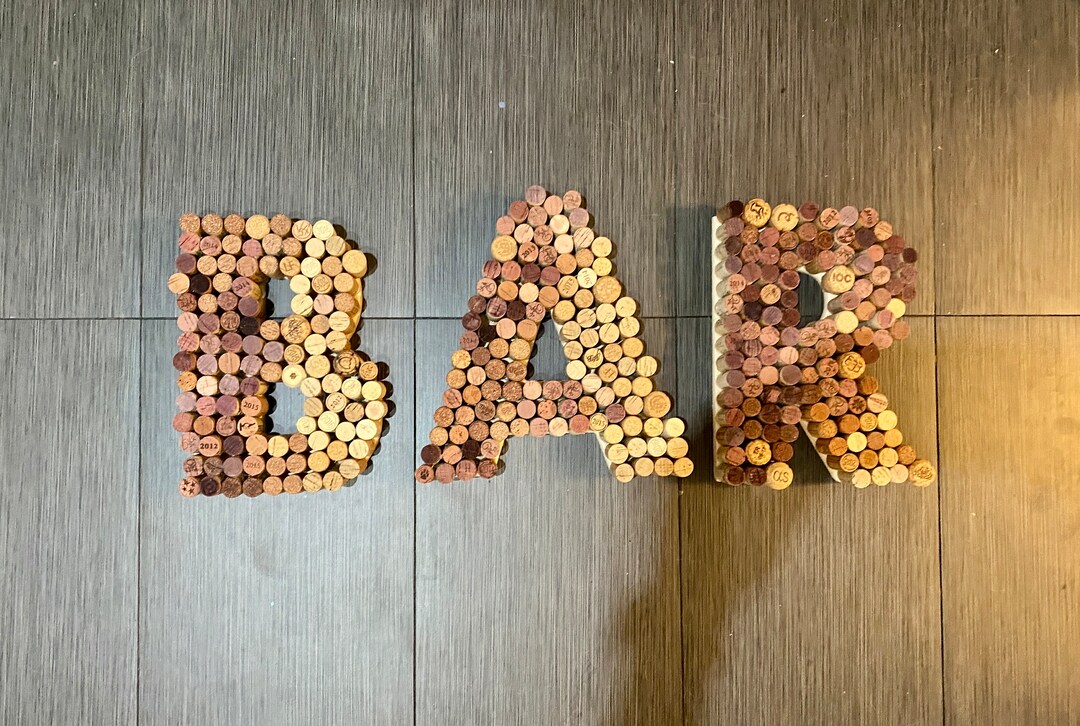 Wine Cork BAR Sign: Freestanding Wood Letters, Man Cave Decor - Etsy