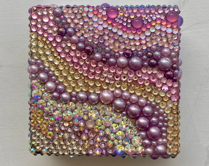 Bedazzled Keepsake Box: Rhinestone & Pearl Pink Waves, Seashell ...