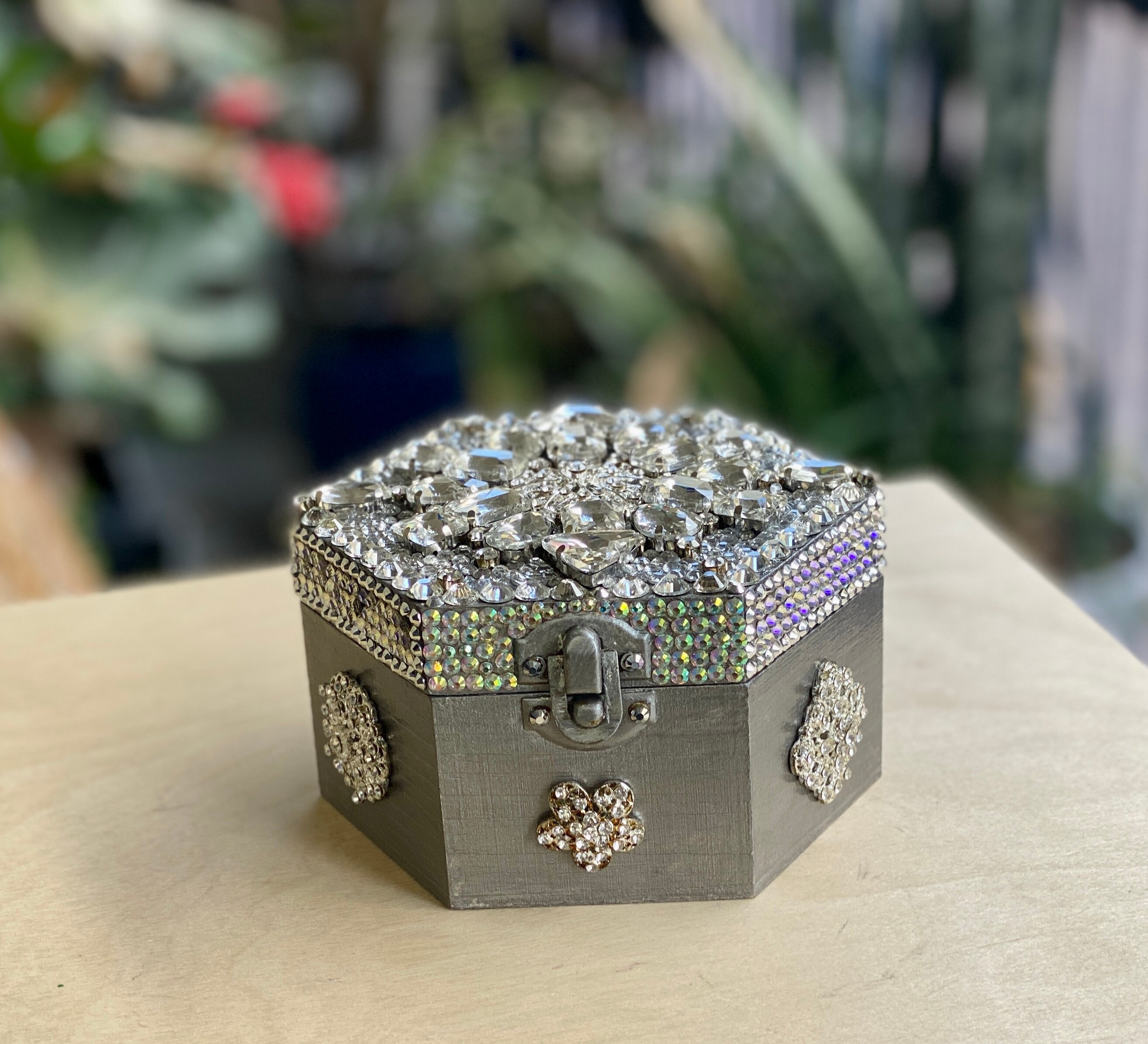 Beautiful Bejeweled Jewelry Box /elegant Silver and Clear - Etsy