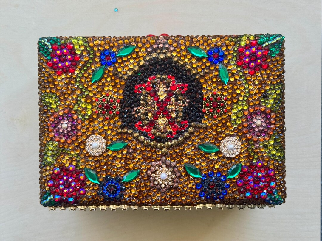 Bejeweled Treasure Chest: Rhinestone Mosaic Wood Box - Etsy