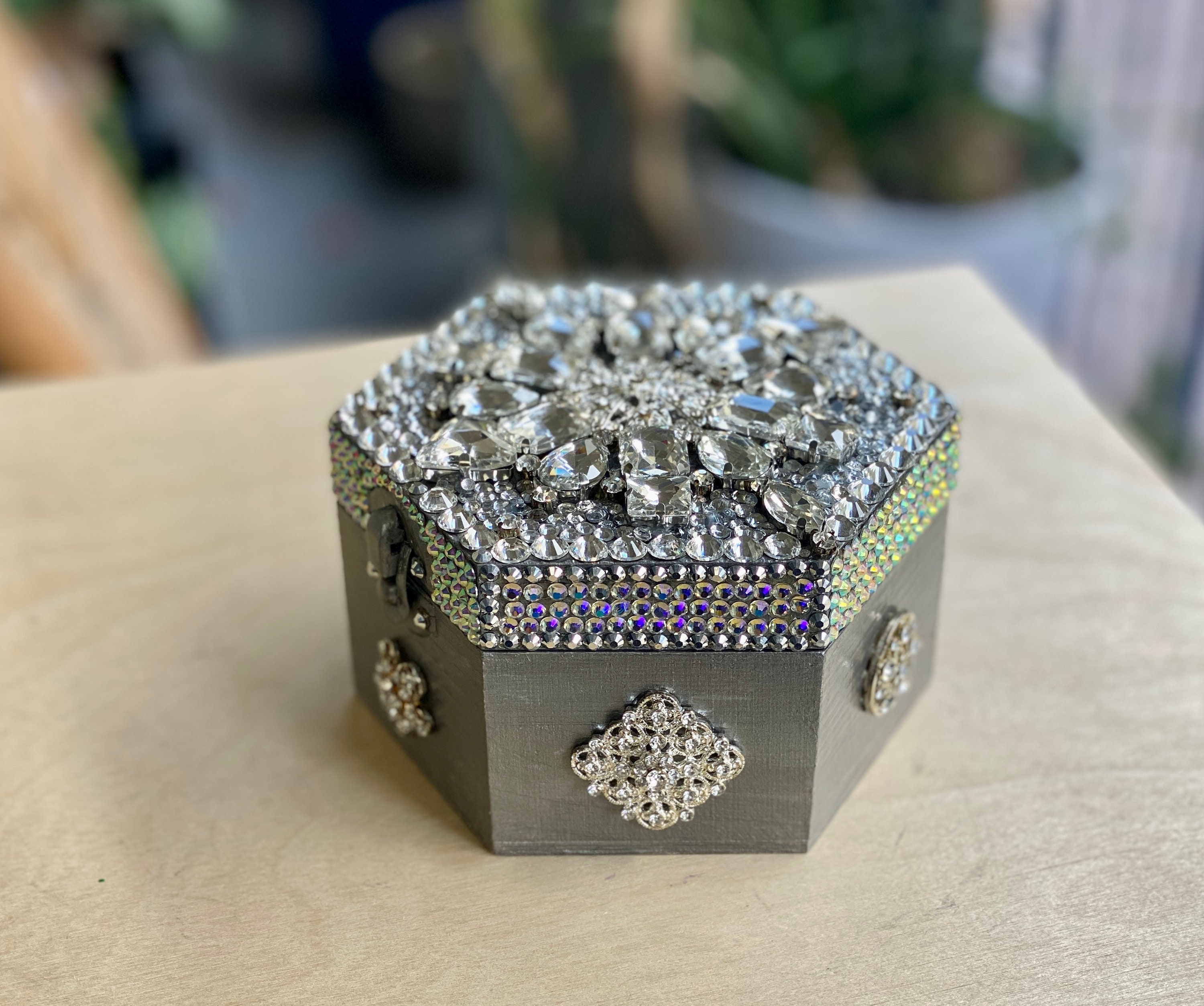 Beautiful Bejeweled Jewelry Box /elegant Silver and Clear - Etsy