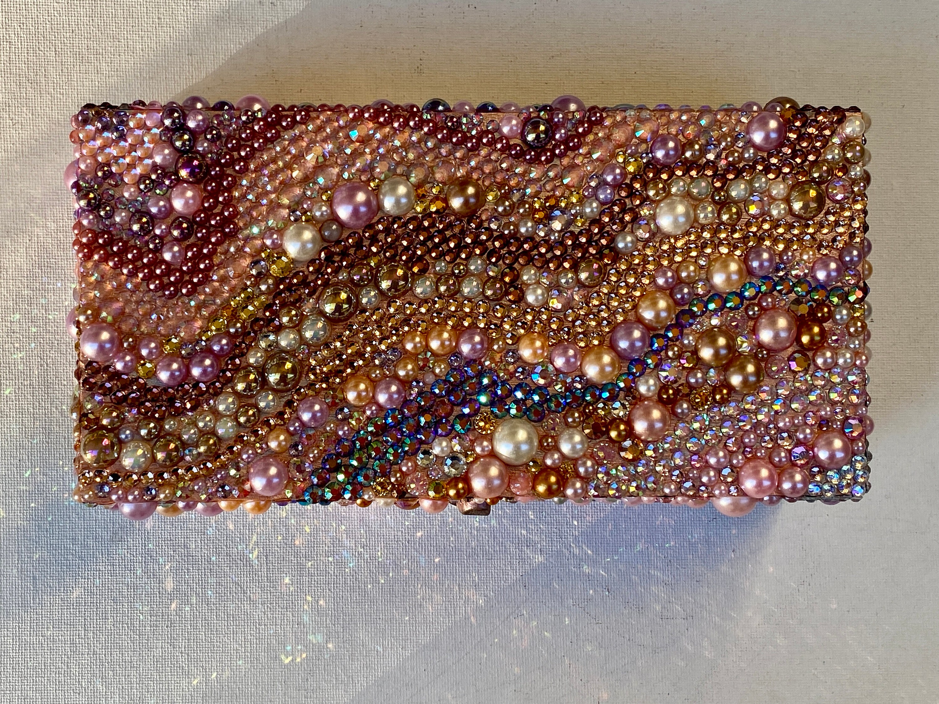Bedazzled Keepsake Box: Rhinestone & Pearl Pink Waves, Seashell ...