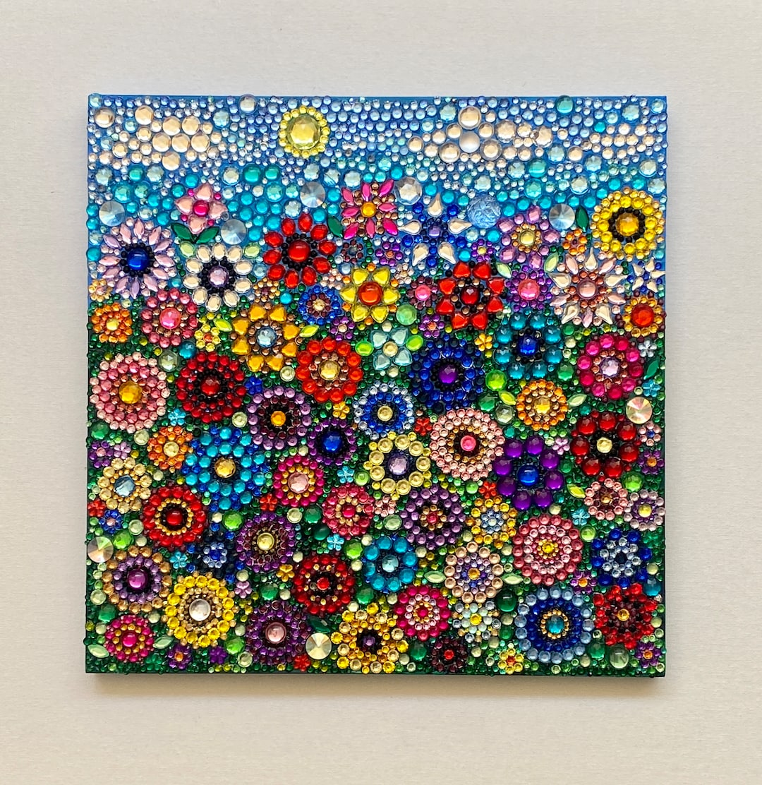 Sunshine Garden Mosaic / Bedazzled Painting on Wood / Ready to Hang ...