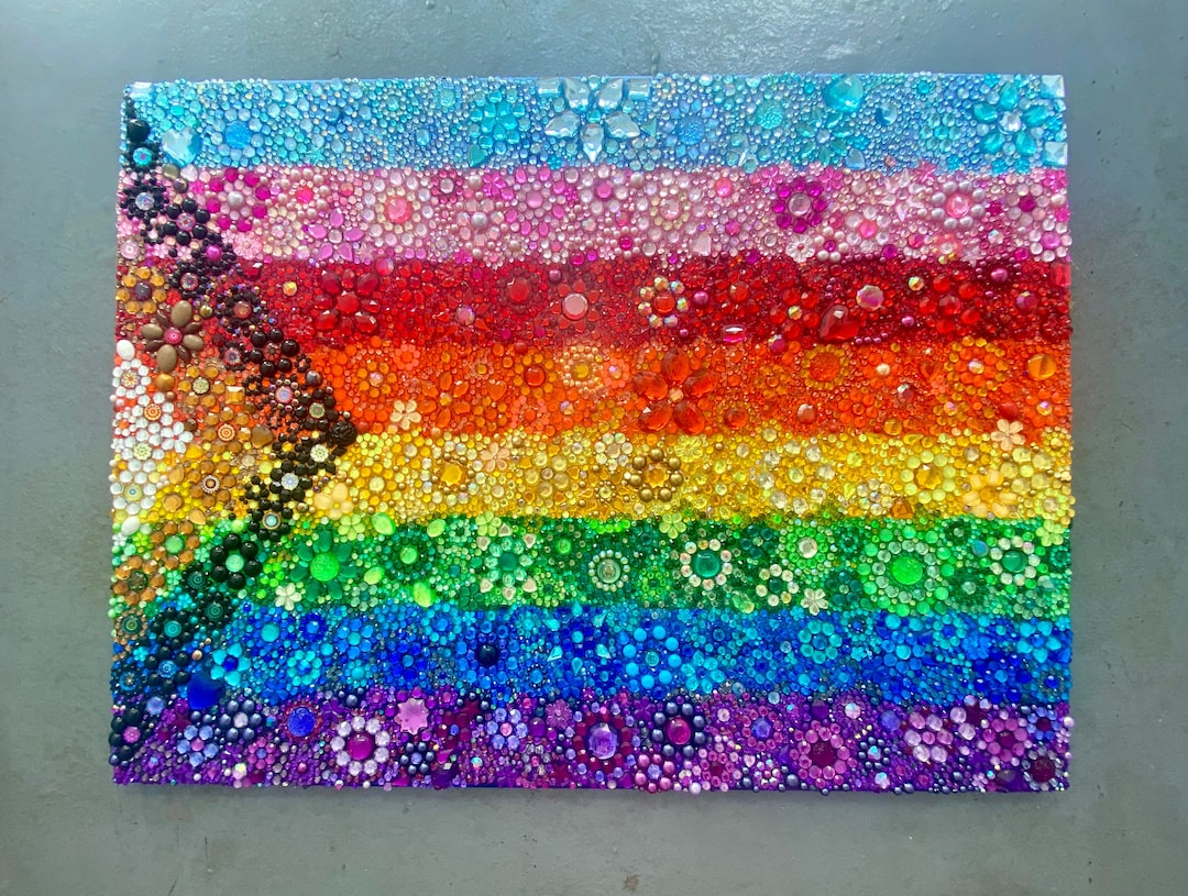 Inclusive Rainbow Flag Mosaic on Stretched Canvas / 18 X 24 Ready to ...