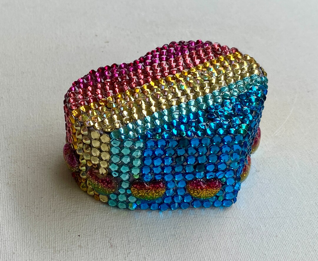 Rhinestone Mosaic Heart Box: Bedazzled Keepsake With Mirrored Interior ...